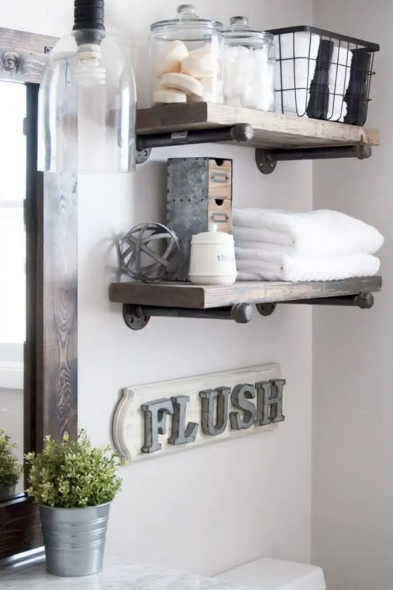 DIY Bathroom Shelves-Small Rustic Bathroom Wall Shelf Ideas