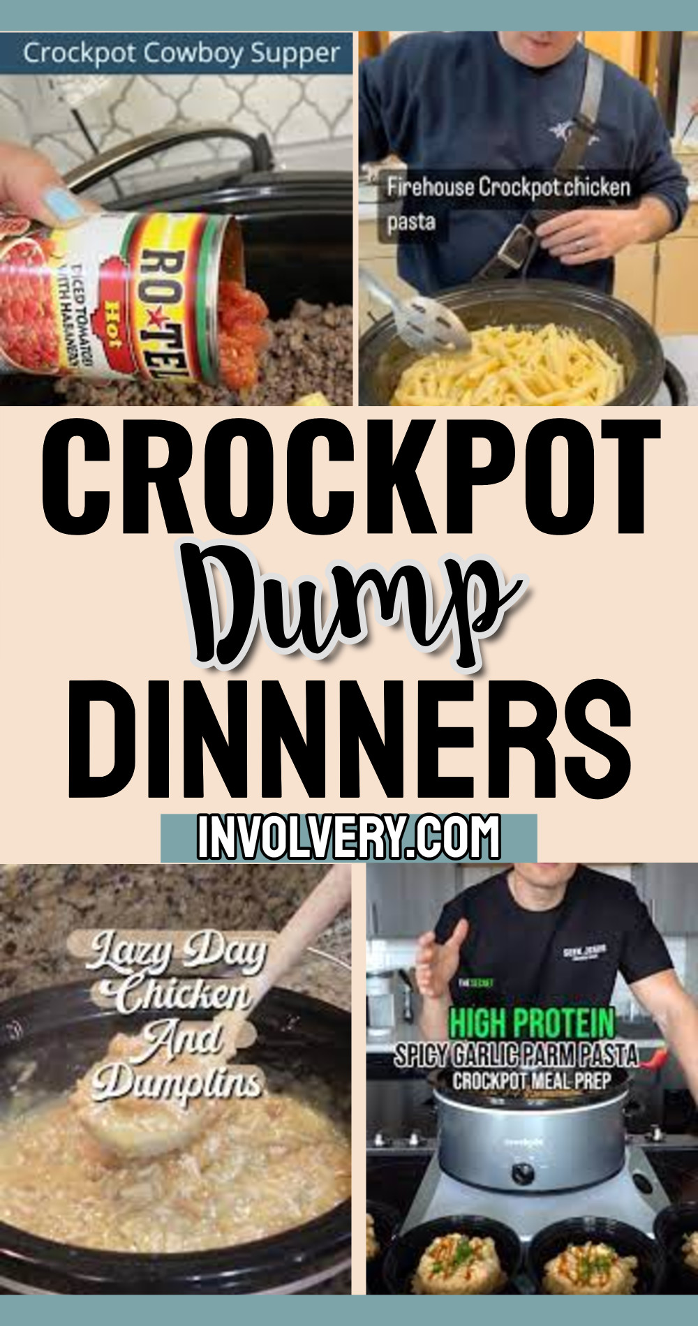 Crockpot Dump Dinners - 3 Ingredient Dump and Go Meals For EASY Crock Pot Cooking