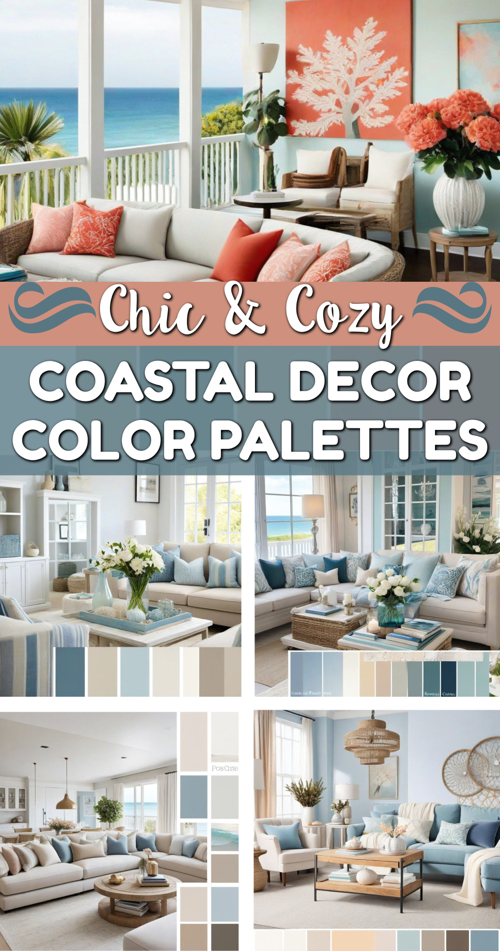 Coastal Neutral Living Room Color Ideas (with beachy pops of seaside ...