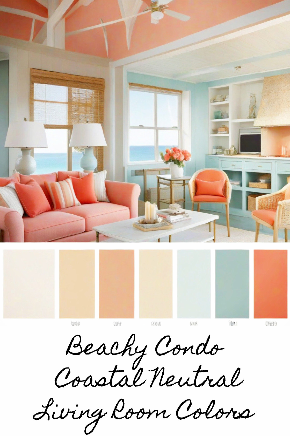 Coastal Neutral Living Room Color Ideas (with beachy pops of seaside ...