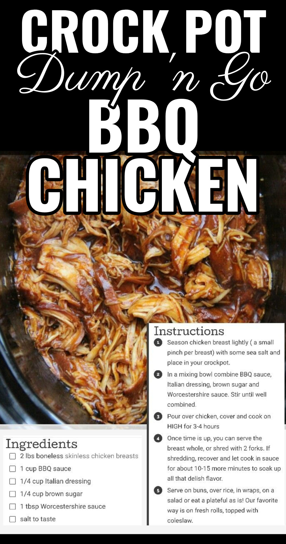 Crockpot Dump Dinners - 3 Ingredient Dump and Go Meals For EASY Crock Pot Cooking